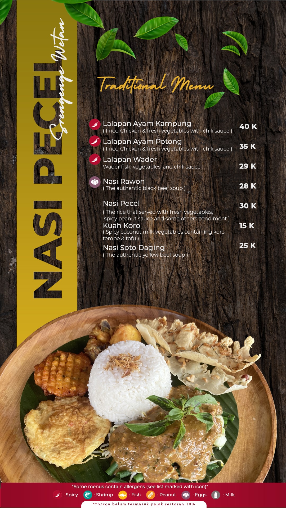 Menu - Srengenge Wetan : The First Traditional Osing Food Restaurant in ...