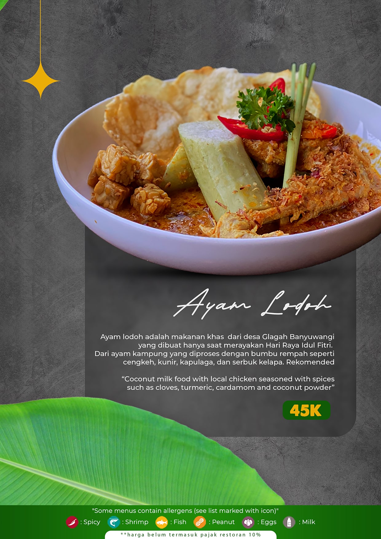 Menu - Srengenge Wetan : The First Traditional Osing Food Restaurant in ...